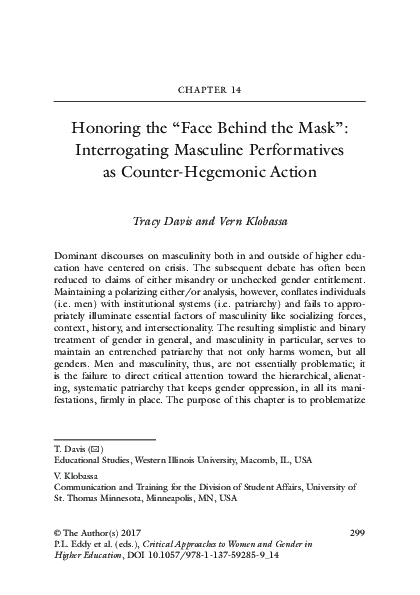 (PDF) Honoring the “Face Behind the Mask”: Interrogating Masculine ...