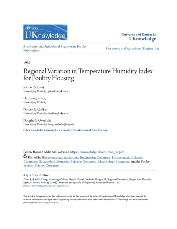 (PDF) Regional variation in temperature humidity index for poultry housing