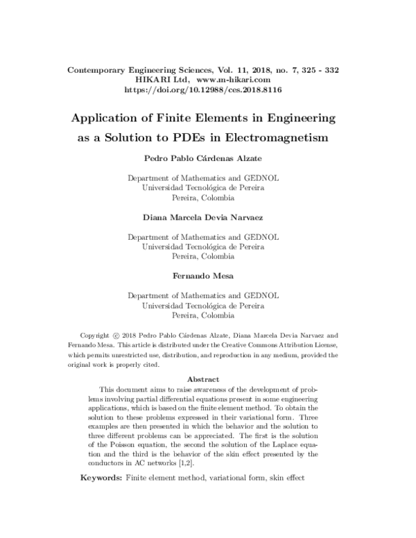 (PDF) Application of finite elements in engineering as a solution to ...