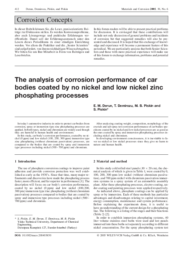 (PDF) The analysis of corrosion performance of car bodies coated by no ...