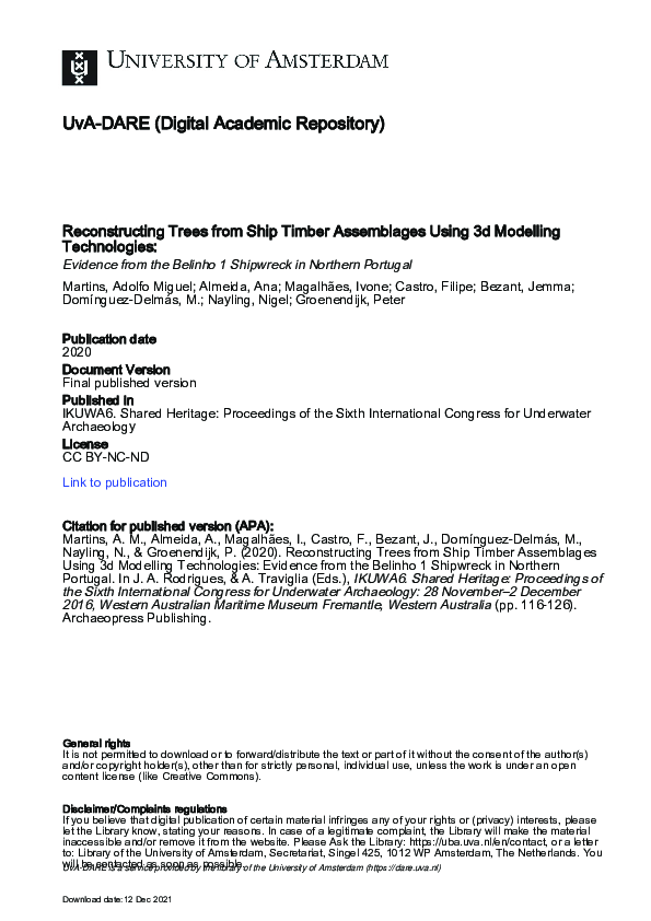 Pdf Reconstructing Trees From Ship Timber Assemblages Using 3d Modelling Technologies