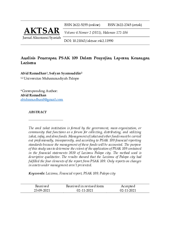 (PDF) Analisis Penerapan PSAK 109 Dalam Penyajian Laporan Keuangan Lazismu