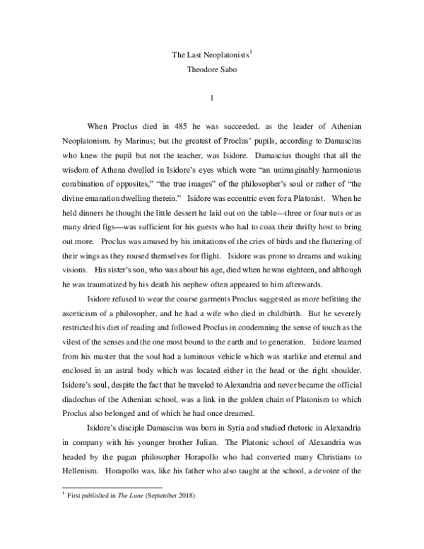 (PDF) The Last Neoplatonists