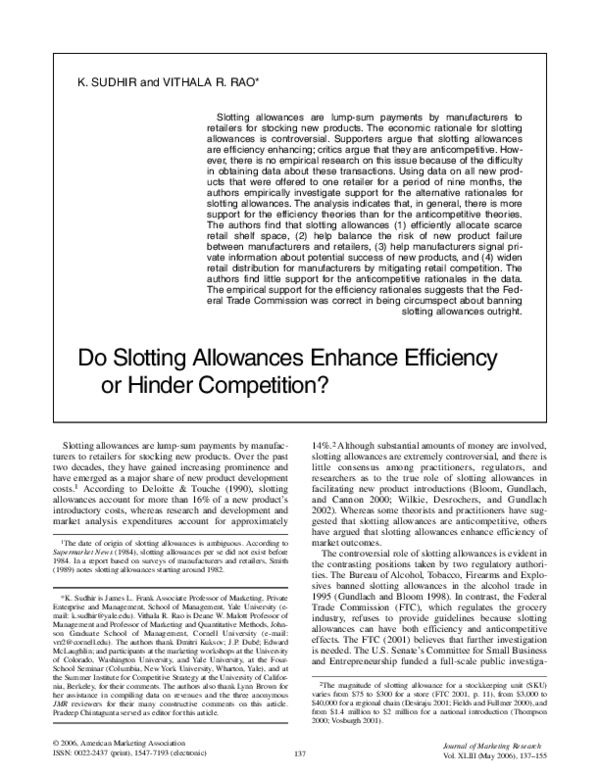 (PDF) Do slotting allowances enhance efficiency or hinder competition ...