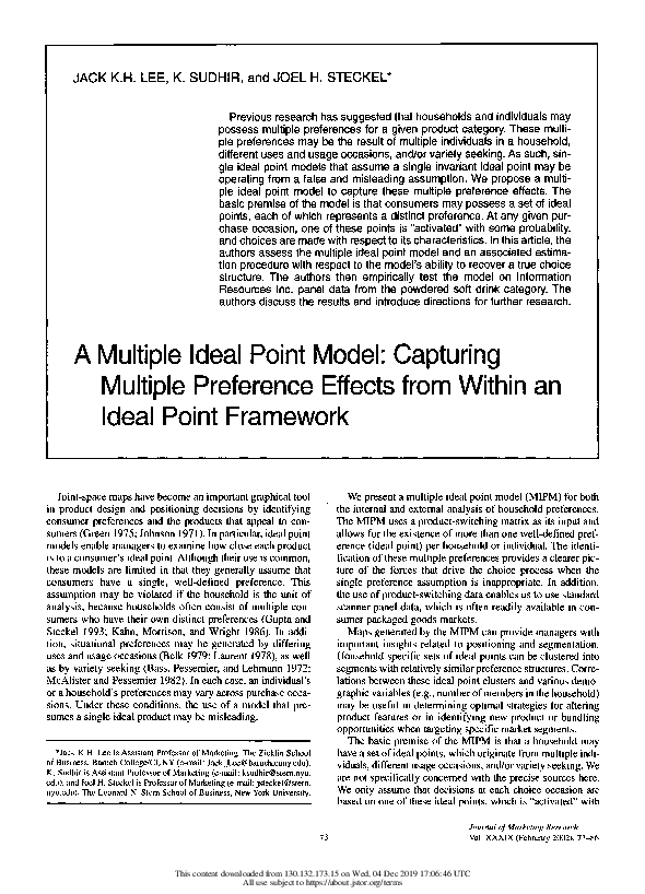 (PDF) A Multiple Ideal Point Model: Capturing Multiple Preference ...
