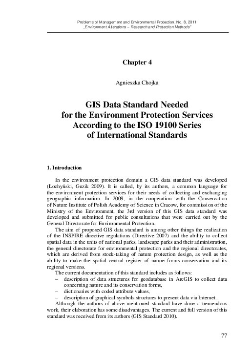 (PDF) Chojka GIS Data Standard Needed for the Environment Protection Services According to the ...