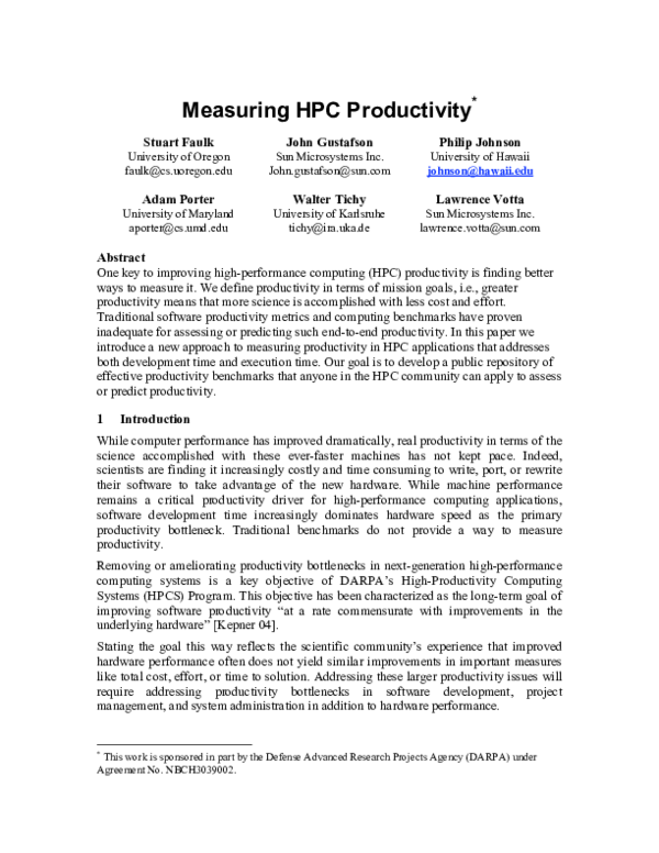 (PDF) Measuring HPC productivity