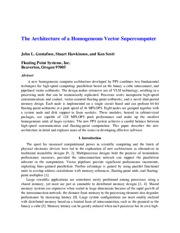 (PDF) The architecture of a homogeneous vector supercomputers