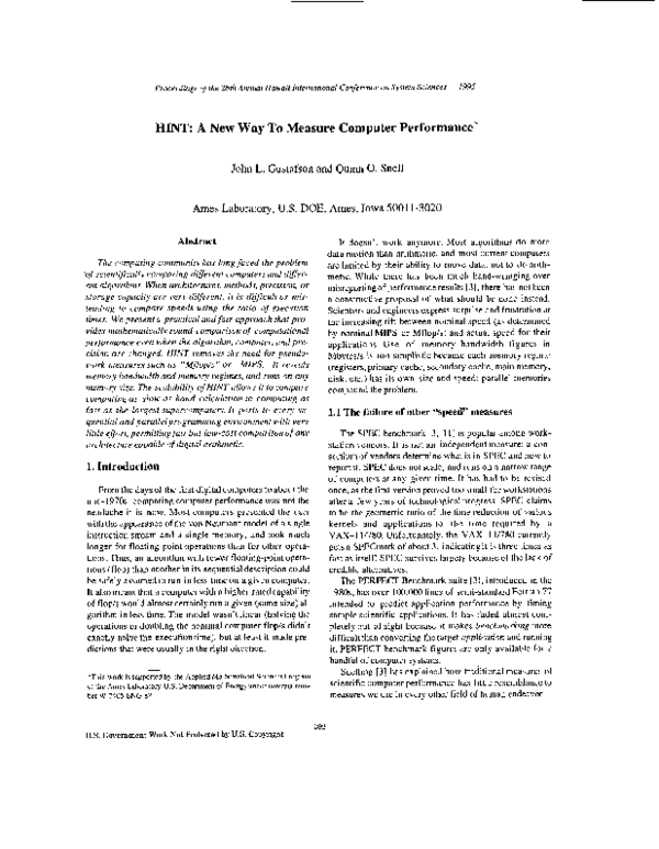 (PDF) HINT: A new way to measure computer performance