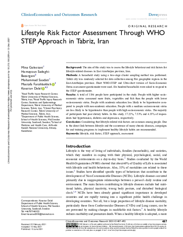 (PDF) Lifestyle Risk Factor Assessment Through WHO STEP Approach in ...