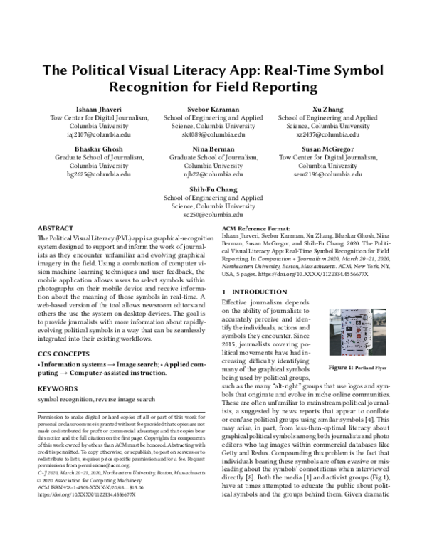 (PDF) The Political Visual Literacy App: Real-Time Symbol Recognition ...