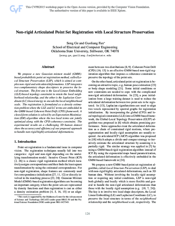 (PDF) Non-rigid Articulated Point Set Registration for Human Pose Estimation