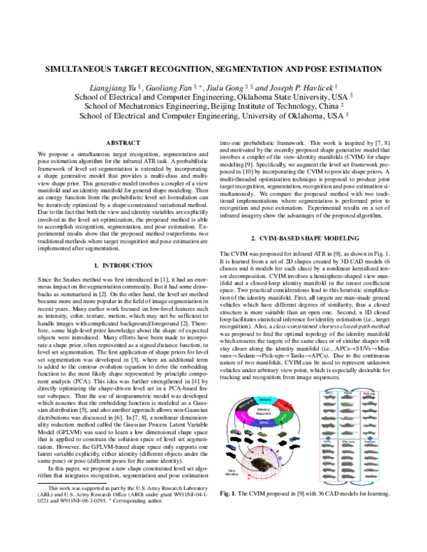 Pdf Simultaneous Target Recognition Segmentation And Pose Estimation Guoliang Fan
