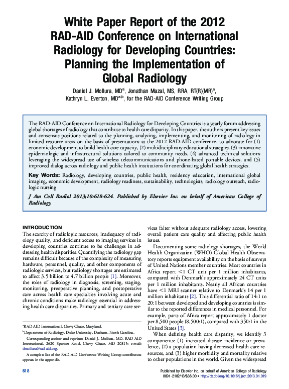 (PDF) White Paper Report of the 2012 RAD-AID Conference on ...