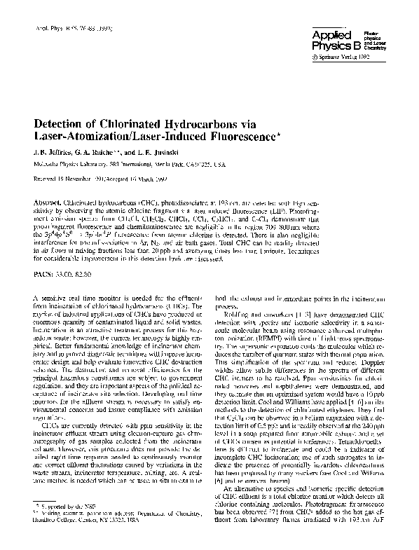 (PDF) Detection of chlorinated hydrocarbons via laser-atomization/laser ...
