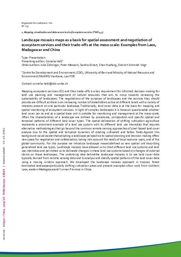 (PDF) Landscape mosaics maps as a basis for spatial assessment and ...