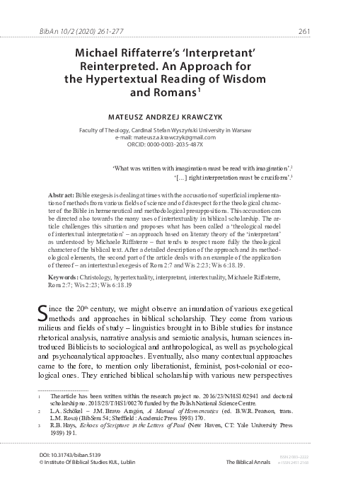 (PDF) Michael Riffaterre’s ‘Interpretant’ Reinterpreted . An Approach ...