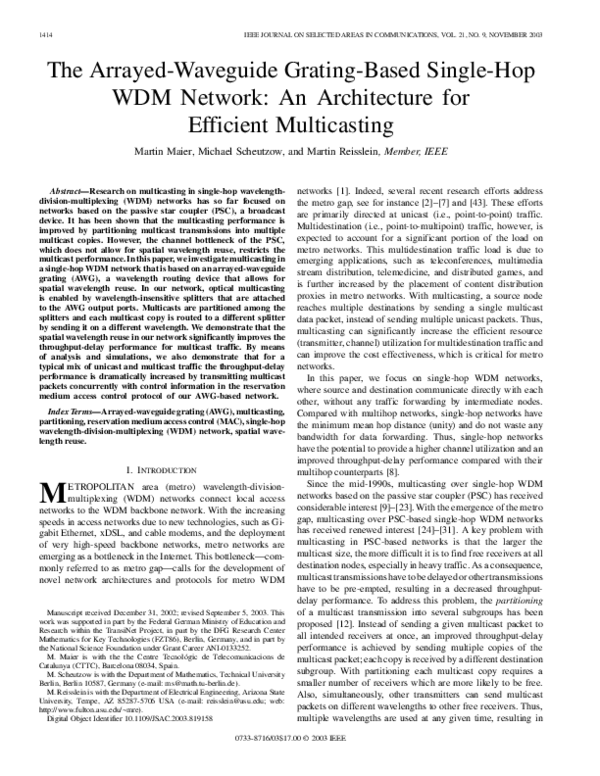 (PDF) The arrayed-waveguide grating-based single-hop WDM network: an ...