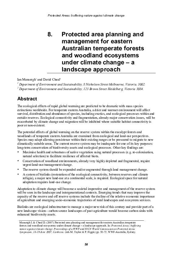 (PDF) 8. Protected area planning and