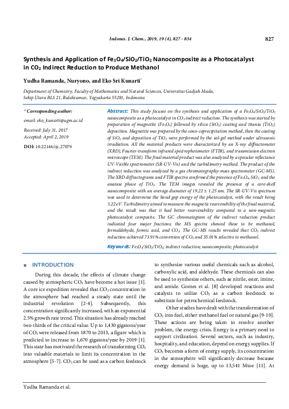 (PDF) Synthesis and Application of Fe3O4/SiO2/TiO2 Nanocomposite as ...