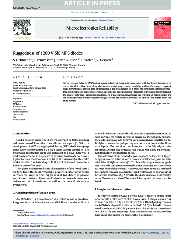 (PDF) Ruggedness of 1200V SiC MPS diodes