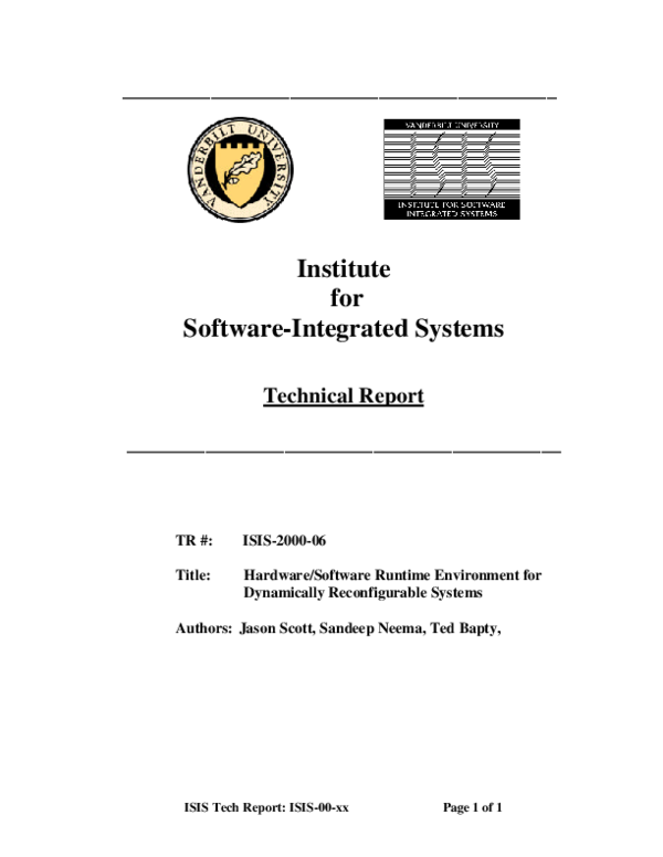 (PDF) Hardware/software runtime environment for dynamically reconfigurable systems