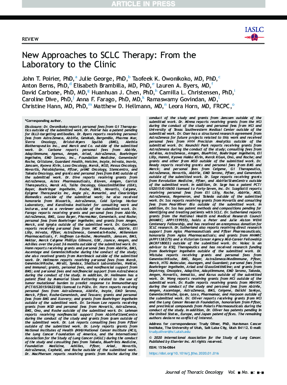 (PDF) New Approaches to SCLC Therapy: From the Laboratory to the Clinic