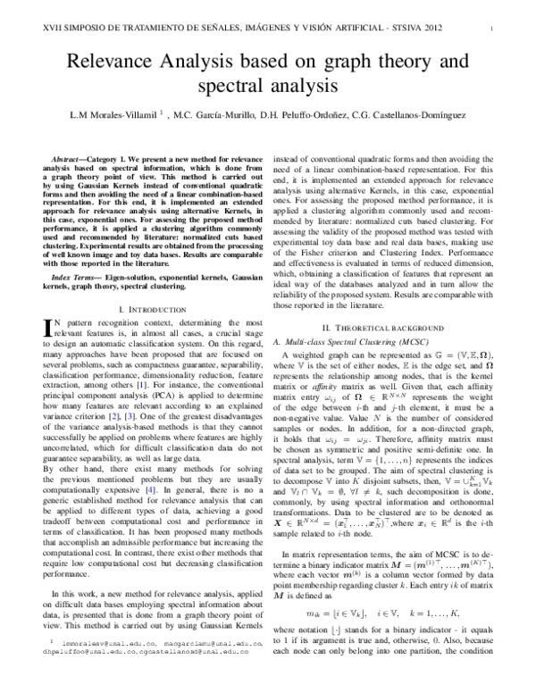 (PDF) Relevance Analysis based on graph theory and spectral analysis