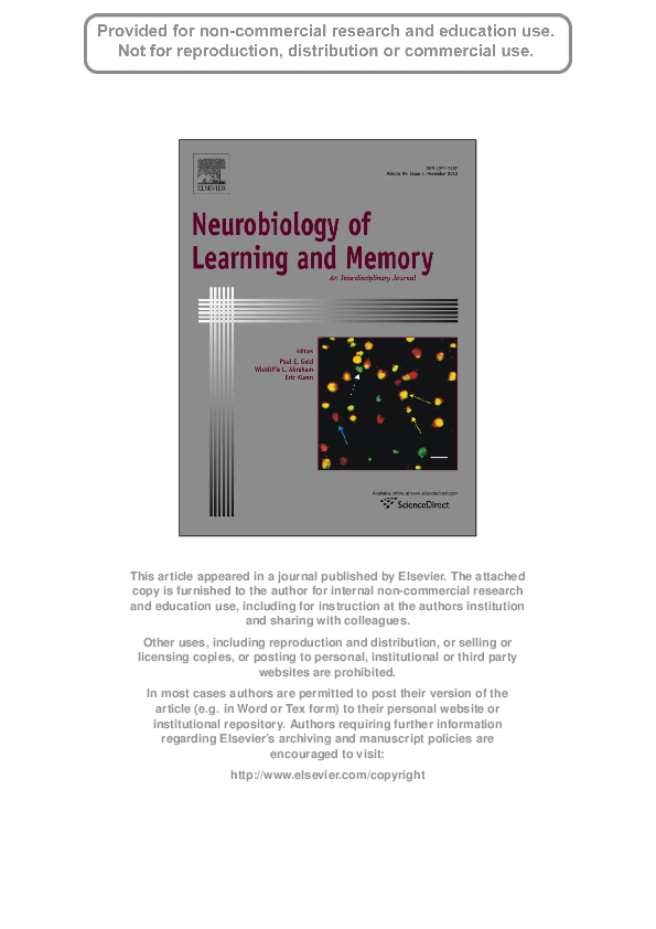 (PDF) Neurobiology of Learning and Memory
