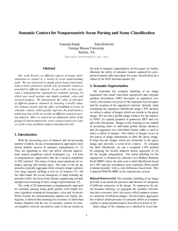 (PDF) Semantic Context for Nonparametric Scene Parsing and Scene Classification