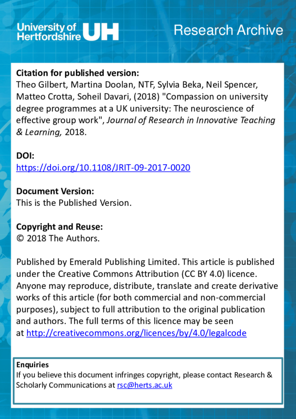 (PDF) Compassion on university degree programmes at a UK university