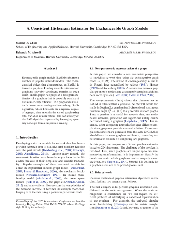 (PDF) A Consistent Histogram Estimator for Exchangeable Graph Models ...