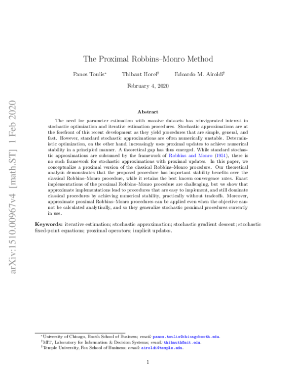 (PDF) The proximal Robbins–Monro method | Edoardo Airoldi - Academia.edu