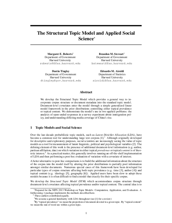 (PDF) The structural topic model and applied social science