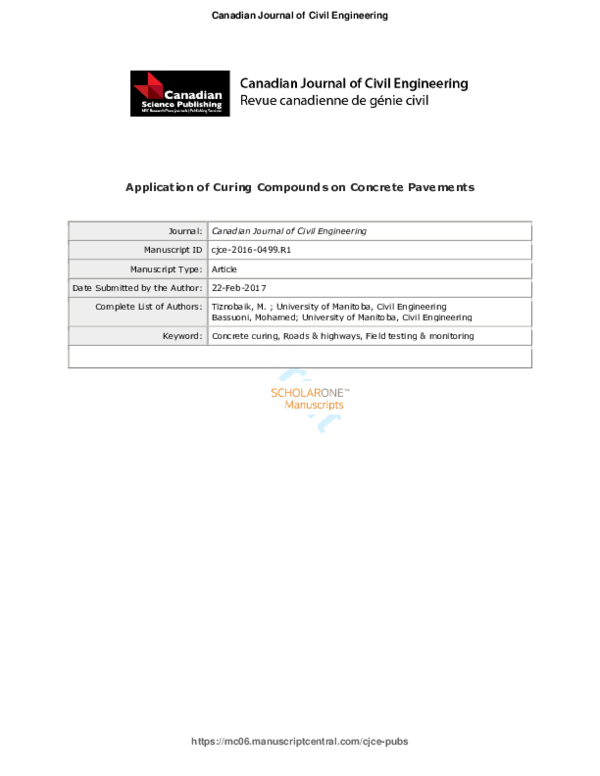 (PDF) Application of curing compounds on concrete pavements