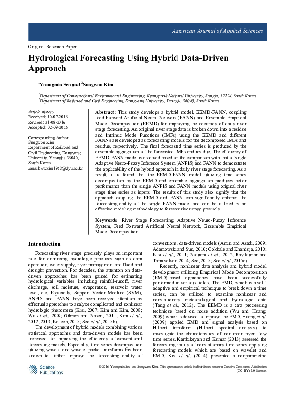 Pdf Hydrological Forecasting Using Hybrid Data Driven Approach