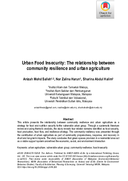 (PDF) Urban Food Insecurity: The relationship between community ...