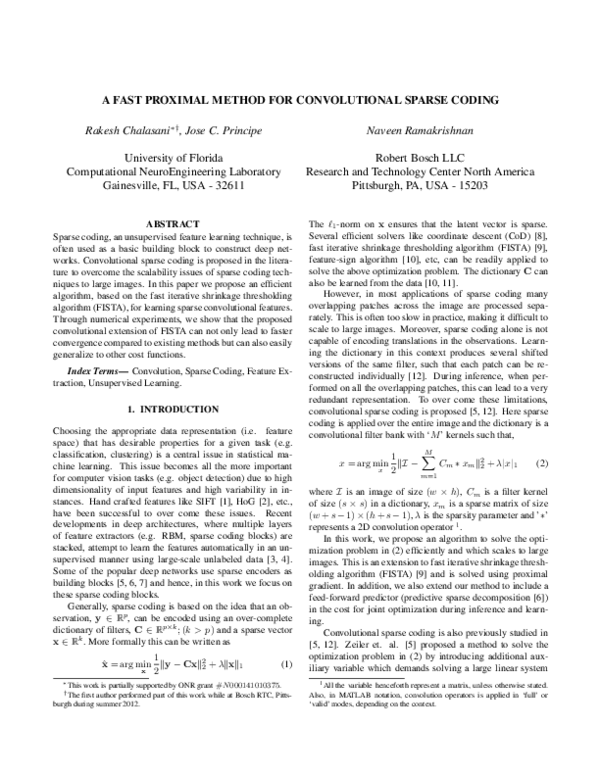 (PDF) A fast proximal method for convolutional sparse coding