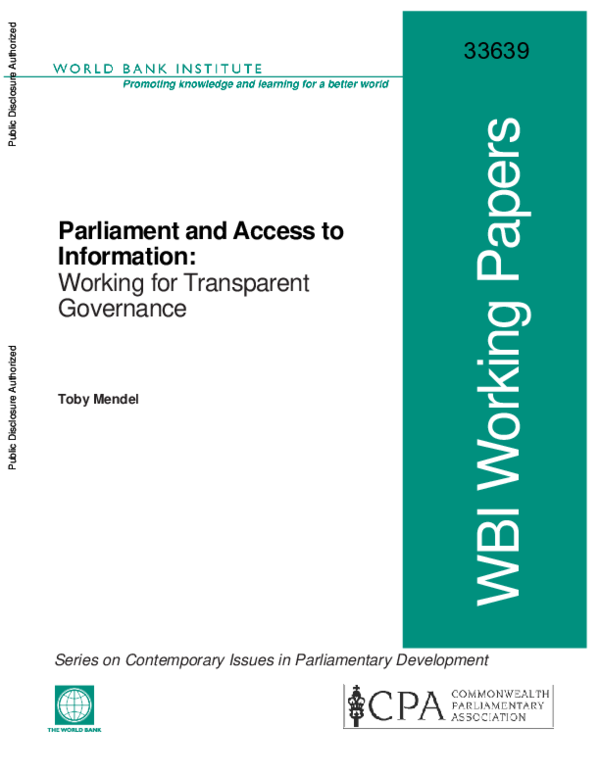 (PDF) Parliament and access to information : working for transparent ...