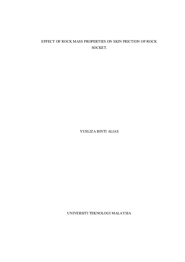 (PDF) Effect of rock mass properties on skin friction of rock socket