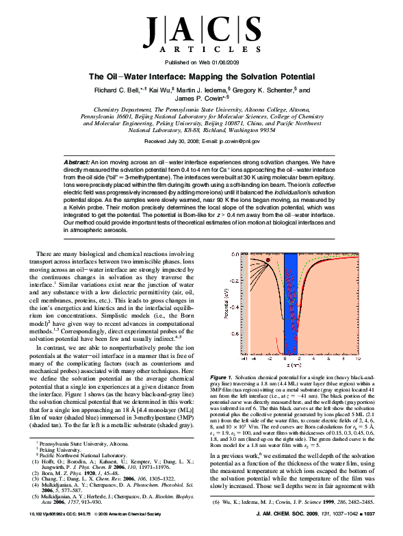 (PDF) The Oil-Water Interface: Mapping the Solvation Potential