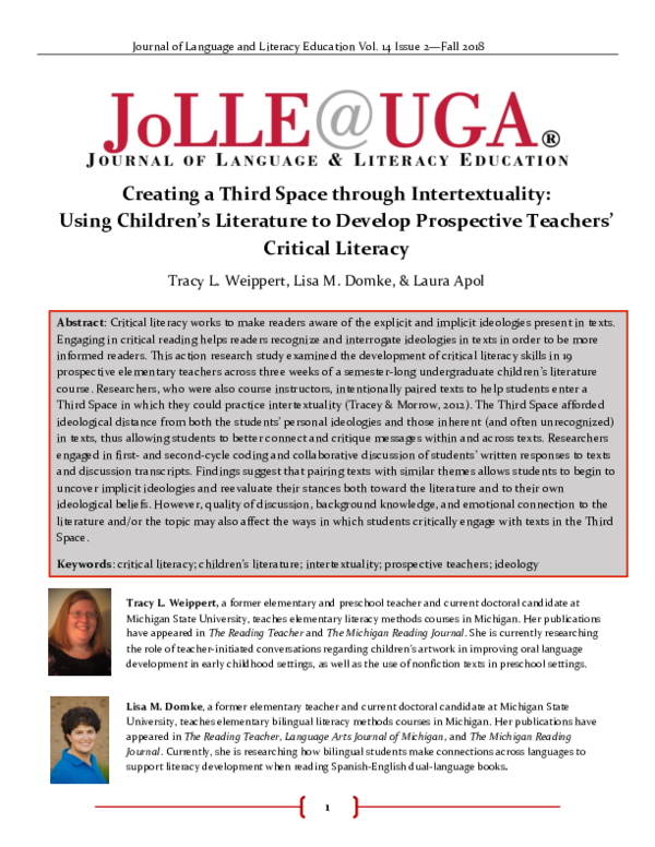 (PDF) Creating a Third Space through Intertextuality: Using Children's ...
