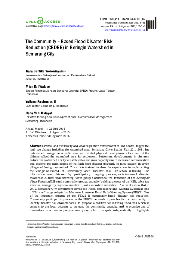 (PDF) The Community – Based Flood Disaster Risk Reduction (CBDRR) in ...