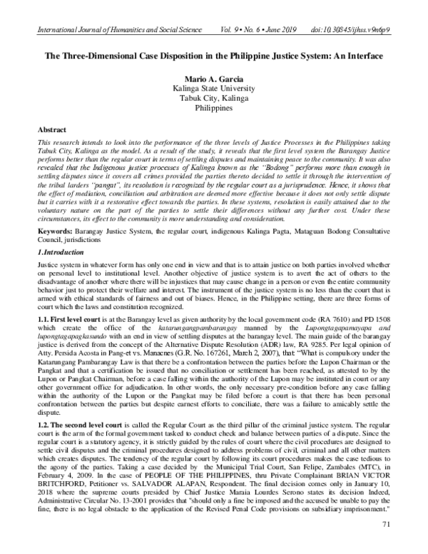 (PDF) The Three-Dimensional Case Disposition in the Philippine Justice ...