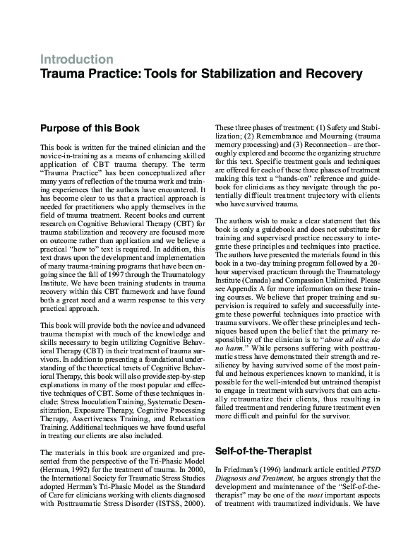 (PDF) Trauma practice: Tools for stabilization and recovery
