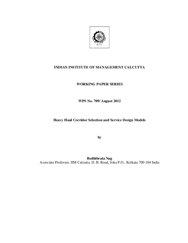 (PDF) Heavy Haul Corridor Selection and Service Design Models
