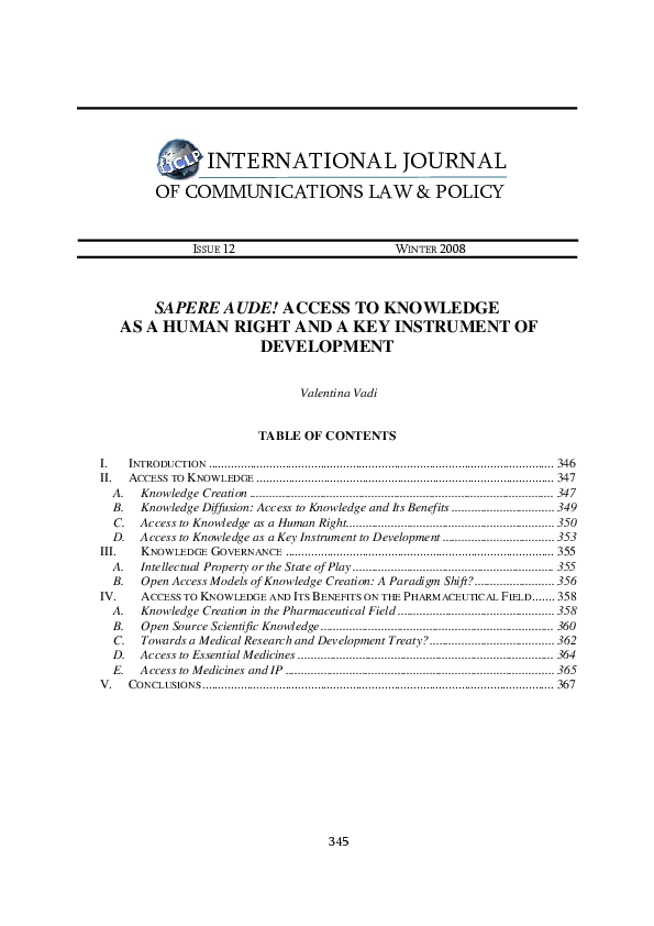 (PDF) Sapere Aude! Access to Knowledge as a Human Right and a Key ...