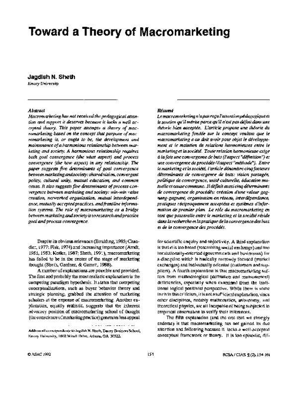 (PDF) Toward a Theory of Macromarketing