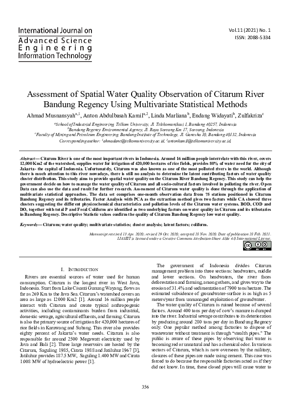 (PDF) Assessment of Spatial Water Quality Observation of Citarum River ...