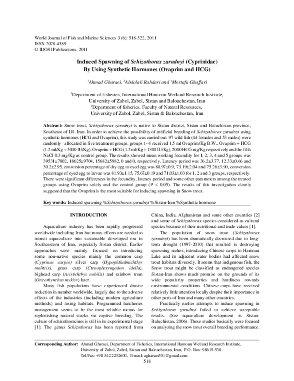 (PDF) Induced Spawning of Schizothorax zarudnyi (Cyprinidae) By Using ...